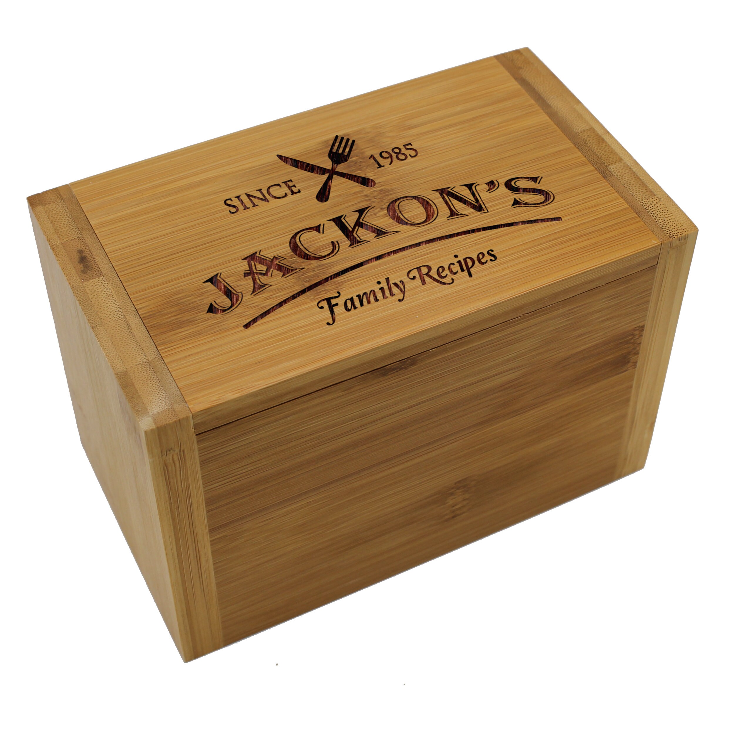 Engraved Wood Recipe Box Custom Recipe Box Personalized | Etsy