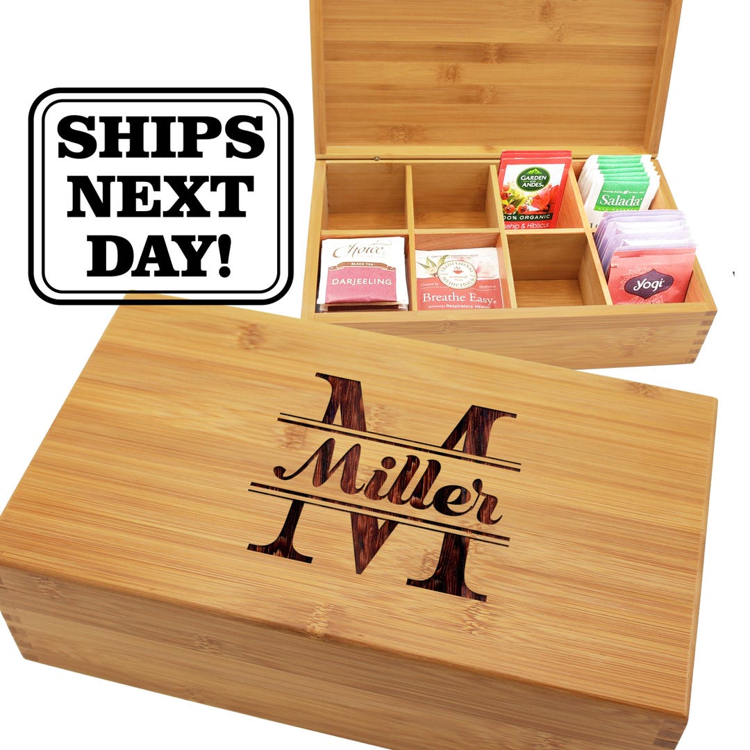 Tea Drinker Gifts - Bamboo Tea Caddy Box - Tea Storage Container - Hot ...
