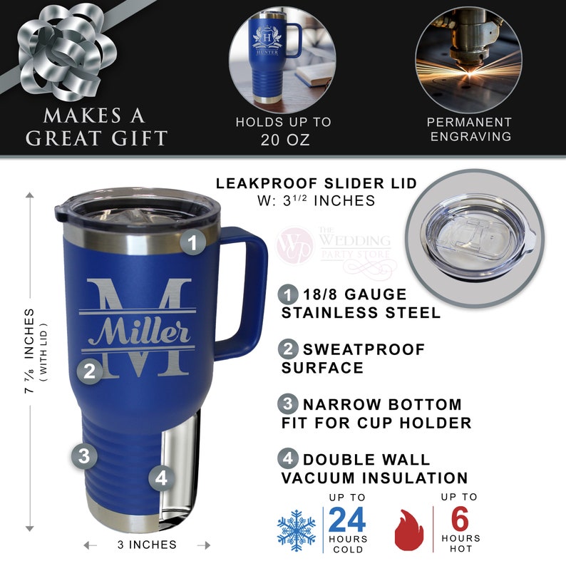 Custom Insulated Coffee Mug With Handle 20 Oz Customized Etsy