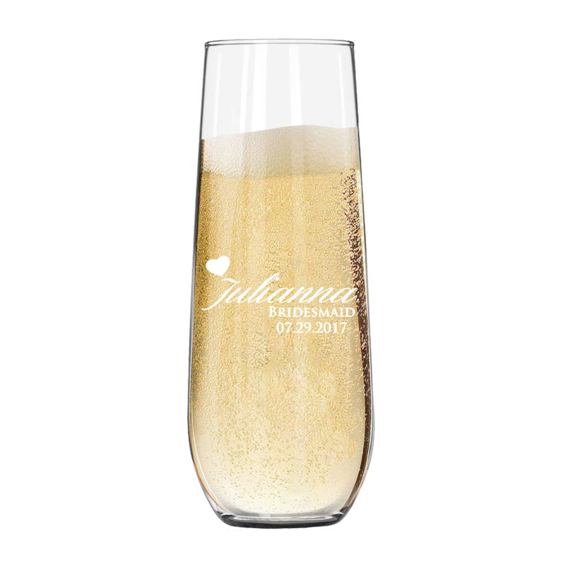 Personalized Stemless Champagne Flute Bridal Party Flute | Etsy