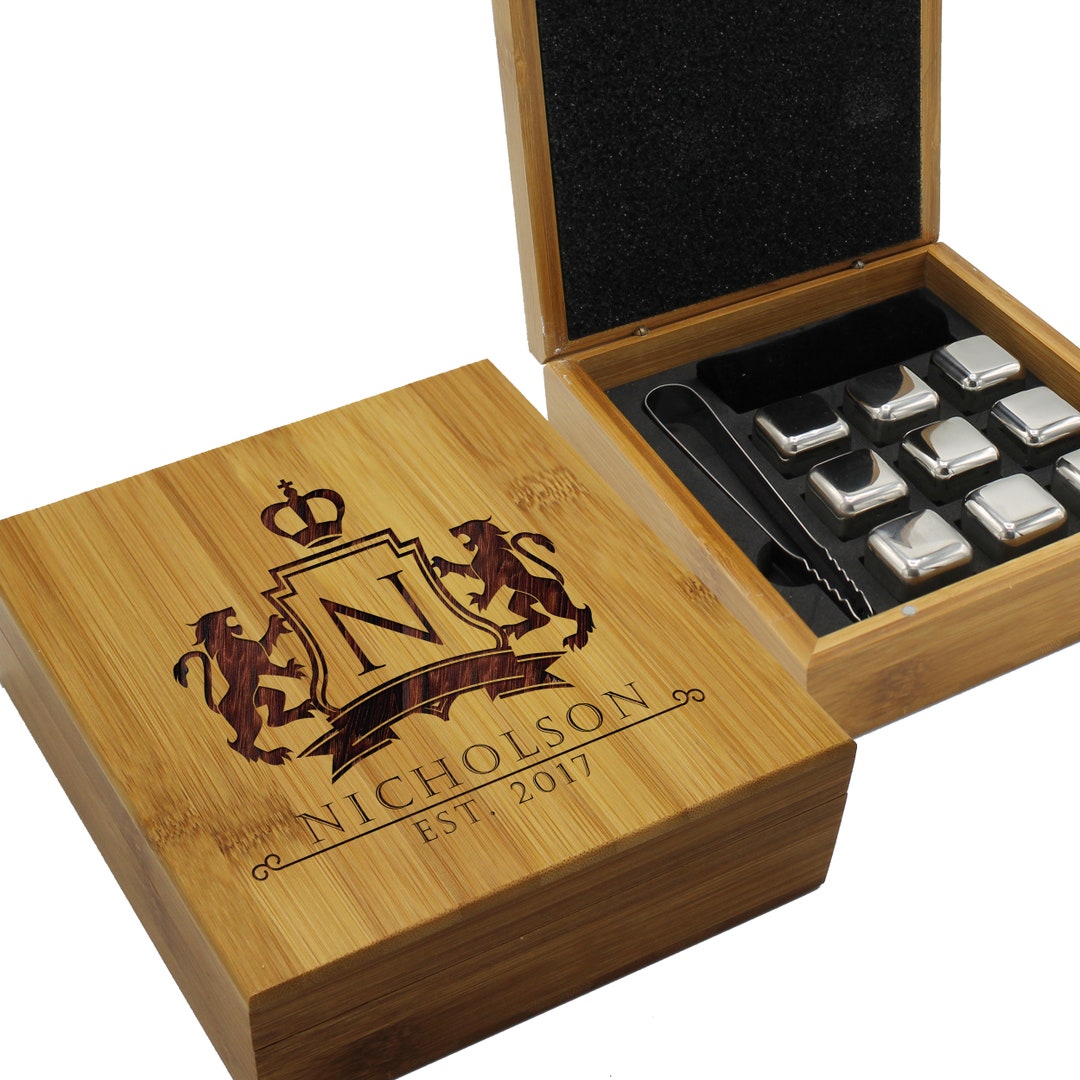 Whiskey Stones Set Personalized Whiskey Stone Box Monogrammed Whiskey ...