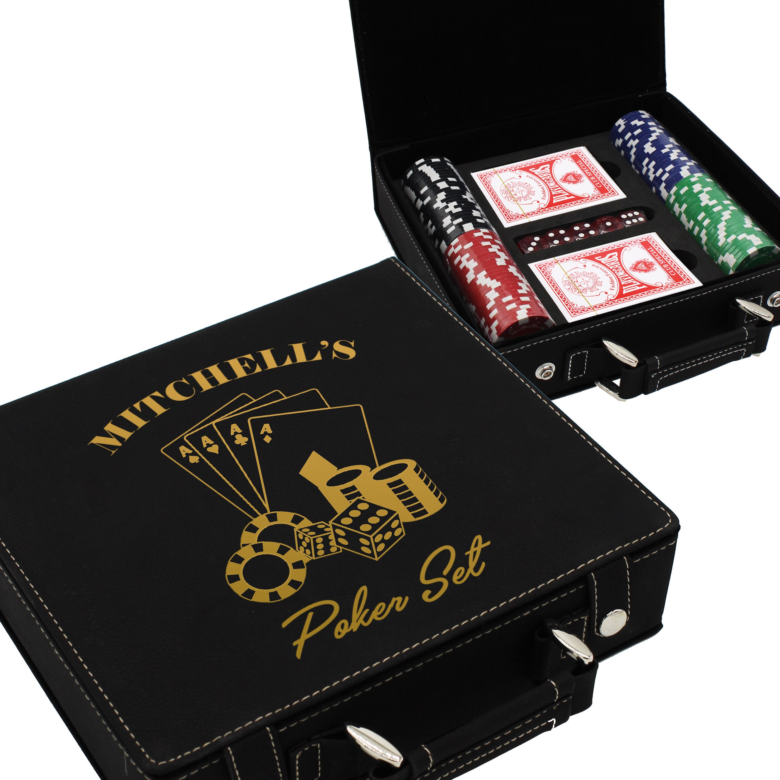 Poker Set - Poker Player Gifts - Personalized Poker Chip Set - Texas ...