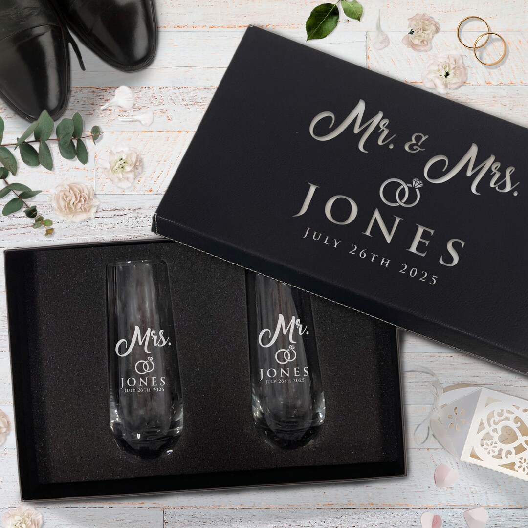 Mr and Mrs Stemless Flute, Personalized Stemless Flutes, Mr and Mrs ...