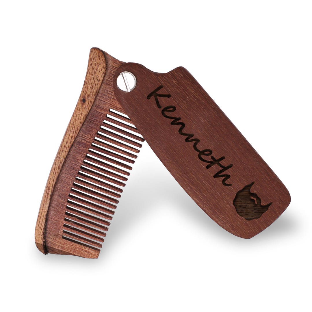 Personalized Beard Comb Engraved Beard Brush Folding Beard Comb Beard ...