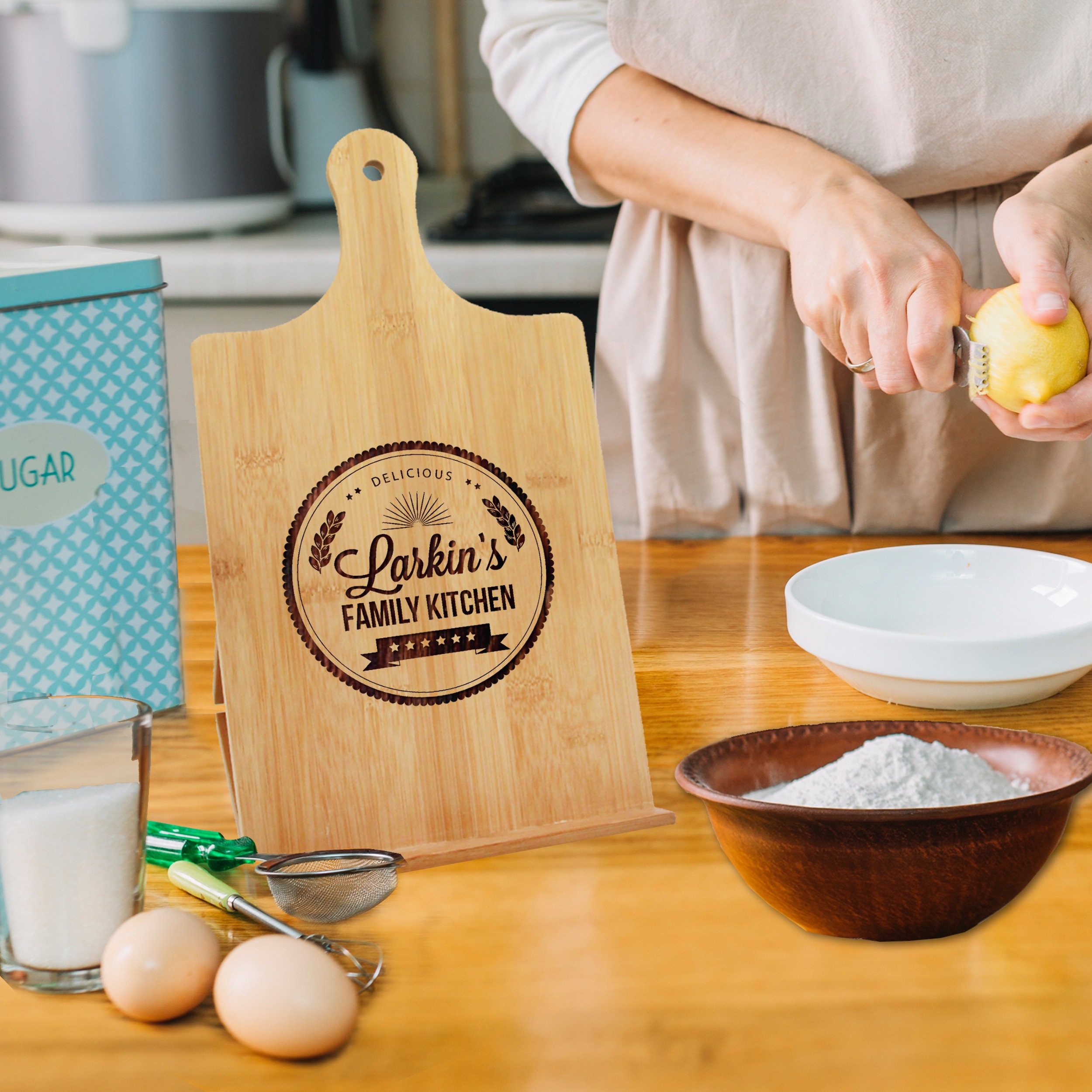 Personalized Cookbook Stand Wooden Cook Book Holder Gifts | Etsy