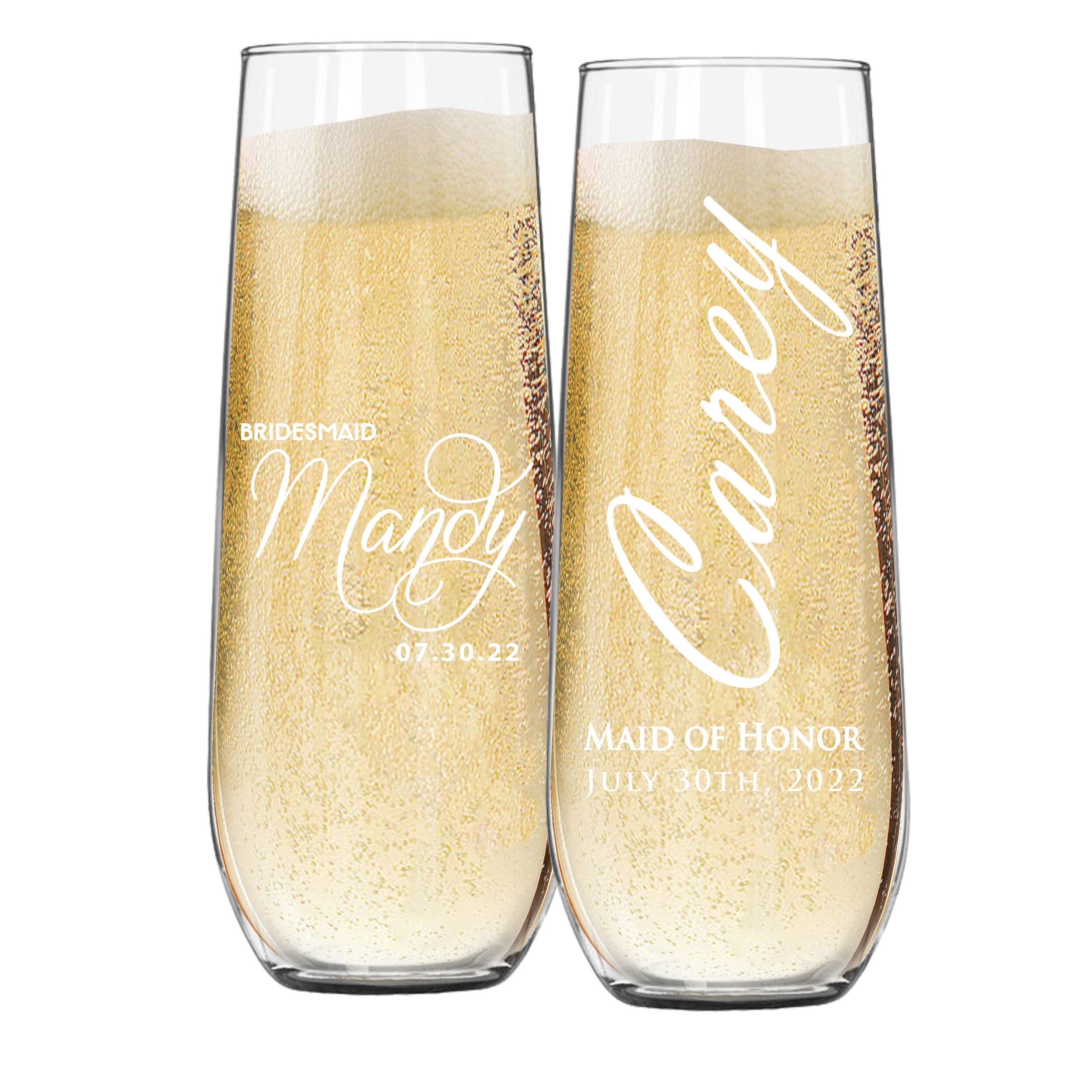 Personalized Stemless Champagne Flute Bridal Party Flute - Etsy