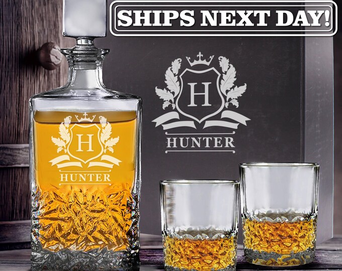 Vintage Bohemian Crystal Bar Set | Decanter Bottle With 6 Liqueur ...