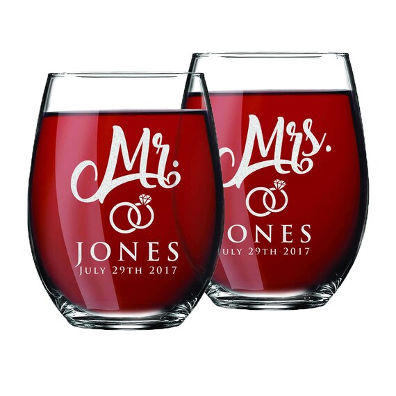 Custom Stemless Wine Glasses Personalized Wine Glasses Mr Etsy