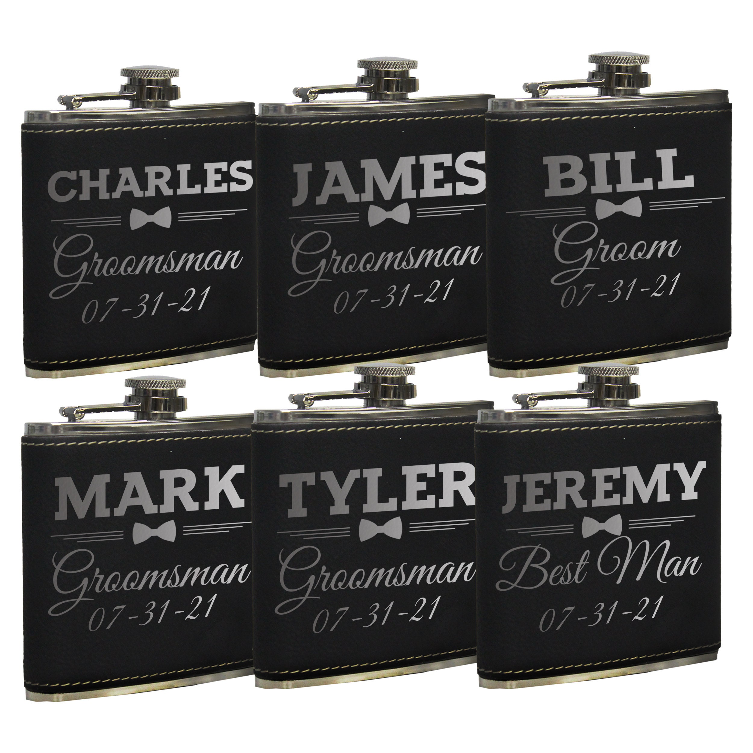 Groomsmen Flask Gifts - Personalized Leather Flask - Groomsmen Gift ...