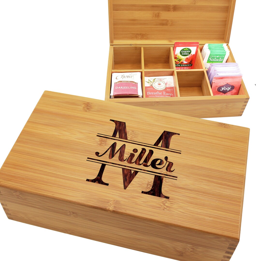 Tea Box Holder Personalized Tea Chest Tea Storage Wooden - Etsy
