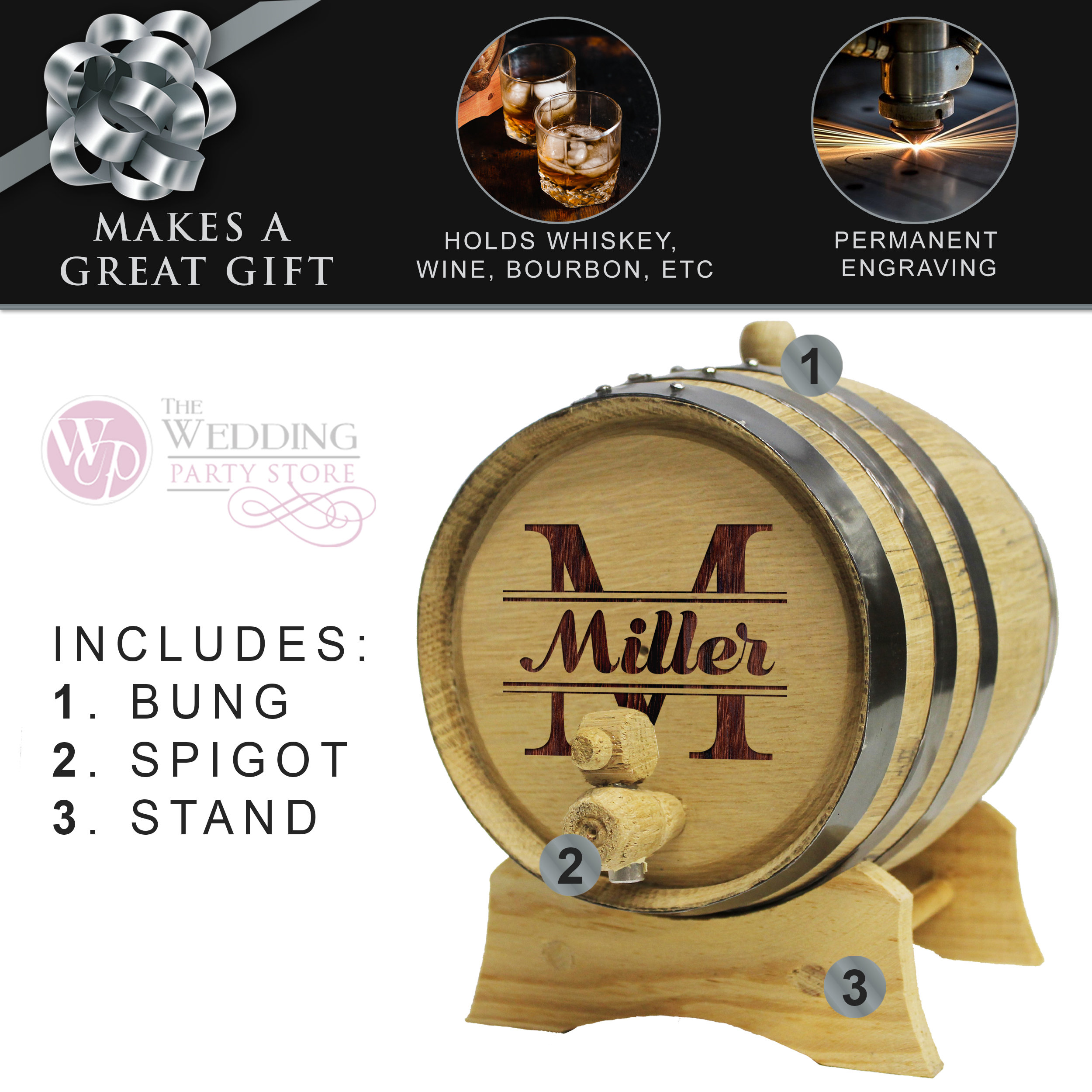 Custom Aging Barrel - Mini Oak Barrel - Small Whiskey Barrel - Wooden ...