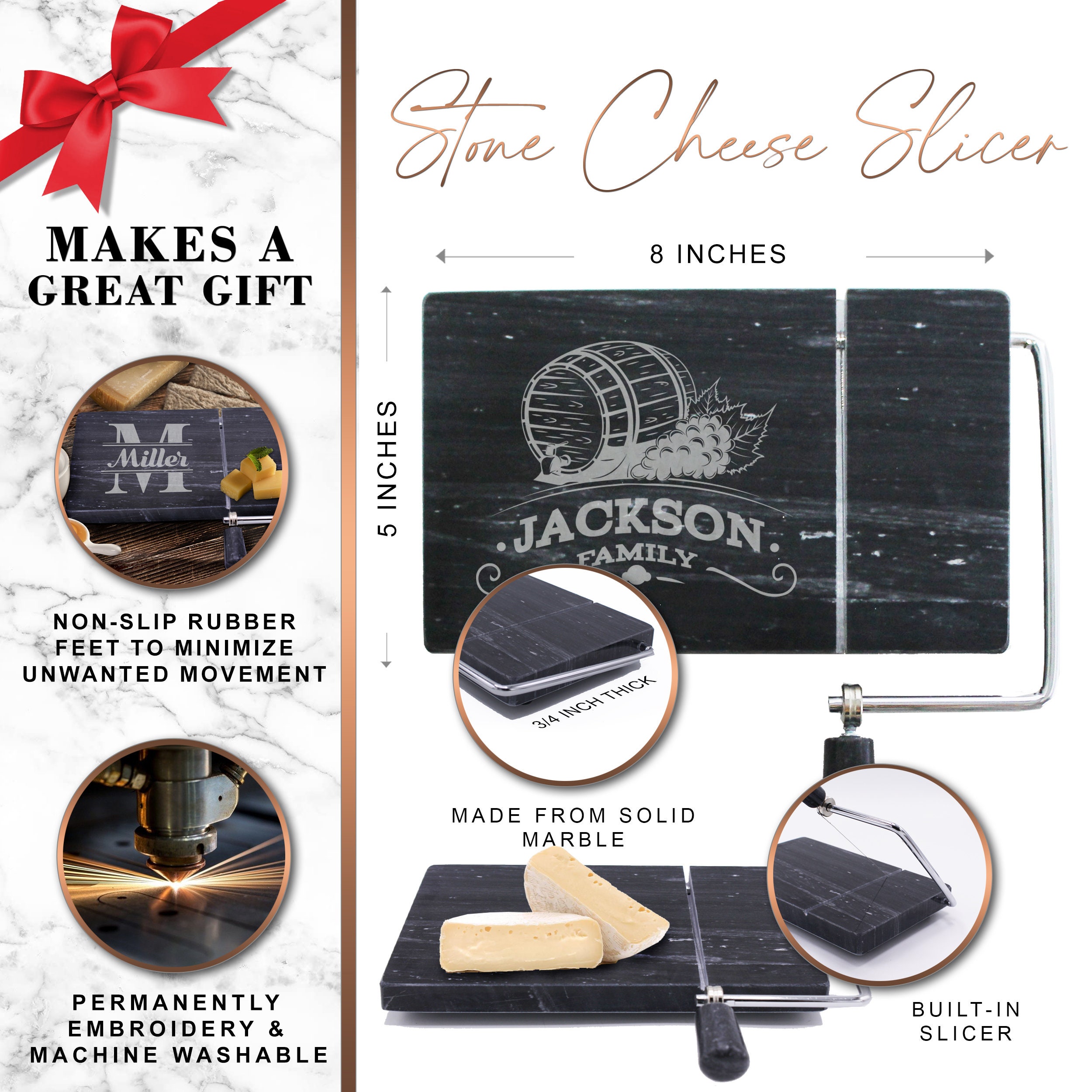 Marble Cheese Slicer - Custom Cheese Cutting Board With Wire ...