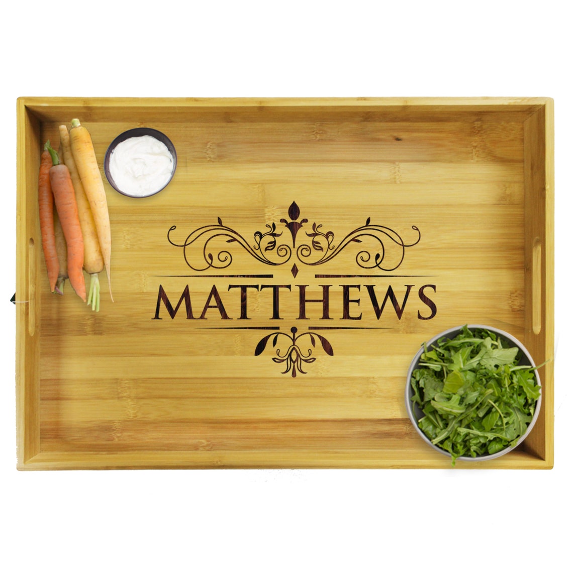 Personalized Wood Serving Tray, Serving Tray With Handles, Wood Serving ...
