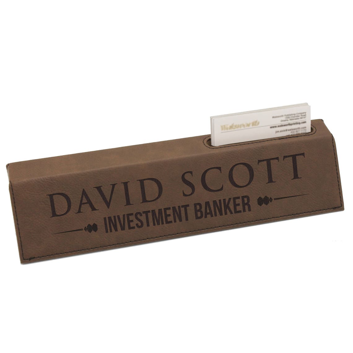 Custom Desk Sign Desk Name Plate With Card Holder Monogram | Etsy