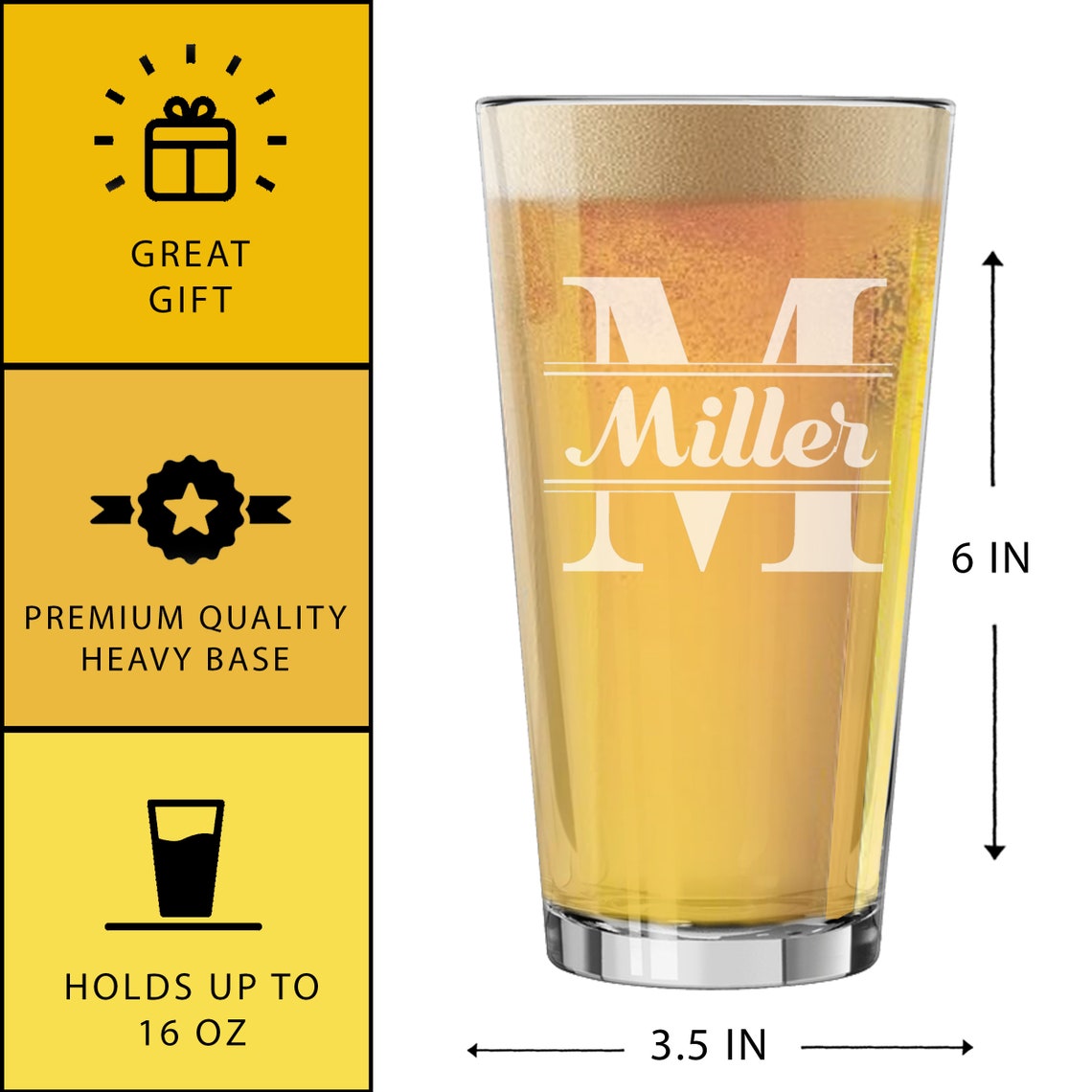 Pint Glass Pilsner Glass Personalized Beer Glasses Etched - Etsy