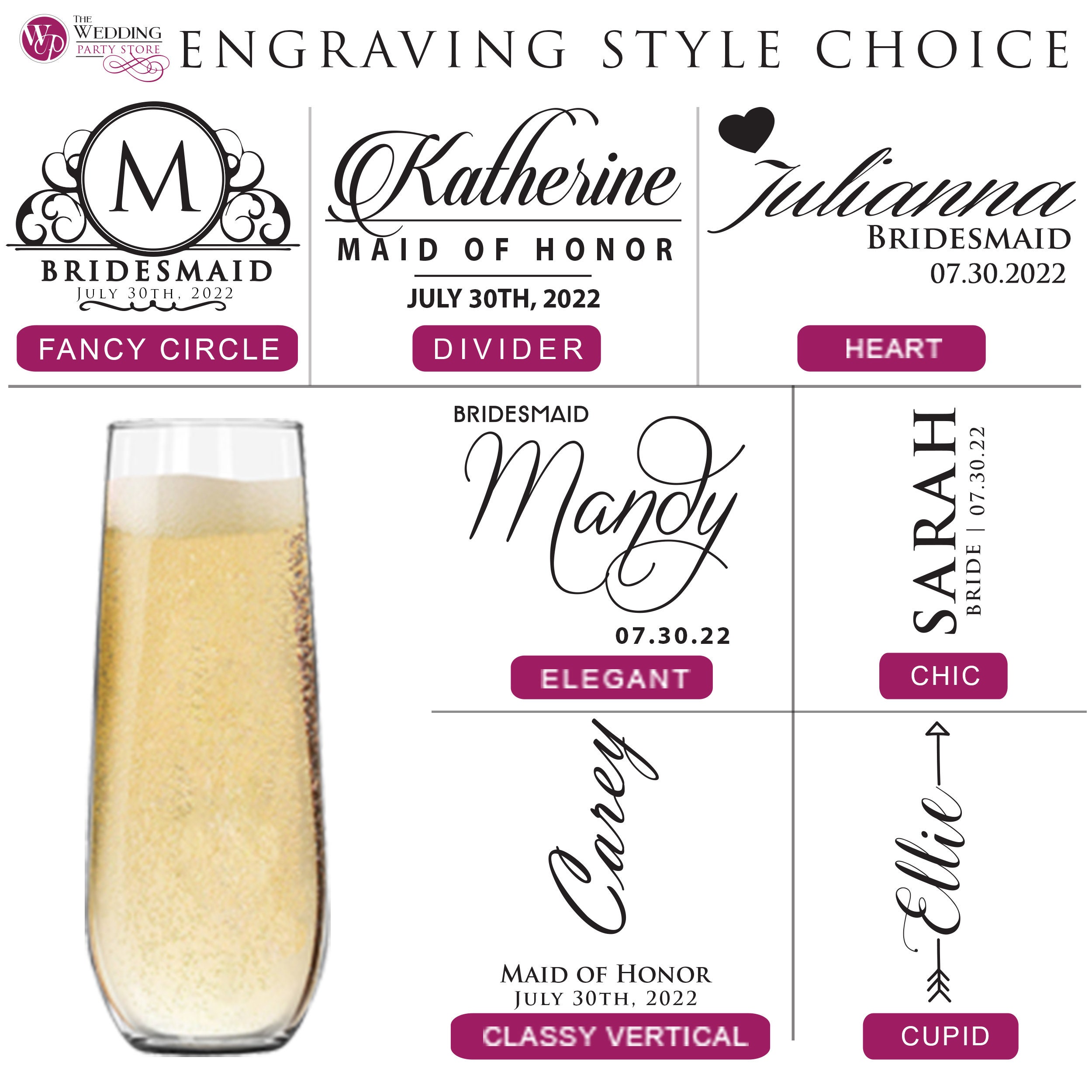 Personalized Stemless Champagne Flute Bridal Party Flute - Etsy