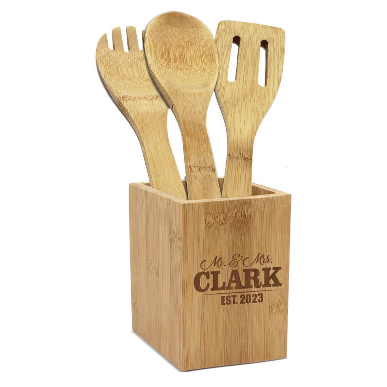 Wooden Kitchen Utensil Holder Personalized Wood Utensil Box - Etsy