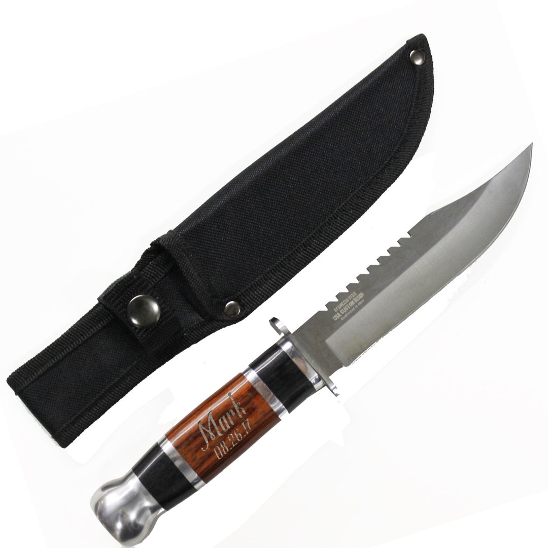 Fixed Blade Knife With Sheath - Personalized Knife - Wood Handle Knife ...