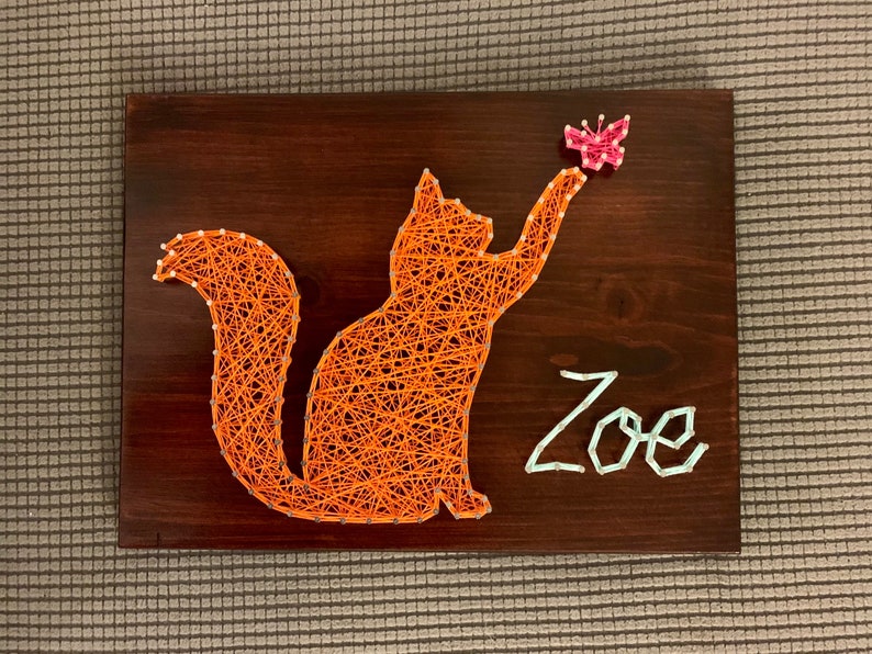 Cat and Butterfly String Art // Kitten Art - Etsy