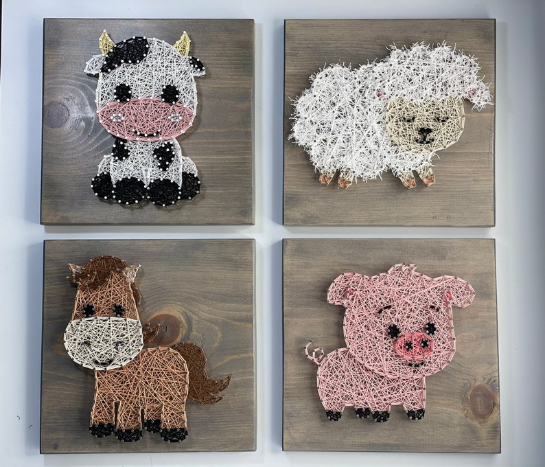 Farm Animal String Art // Horse Art // Pig Art // Sheep Art // | Etsy