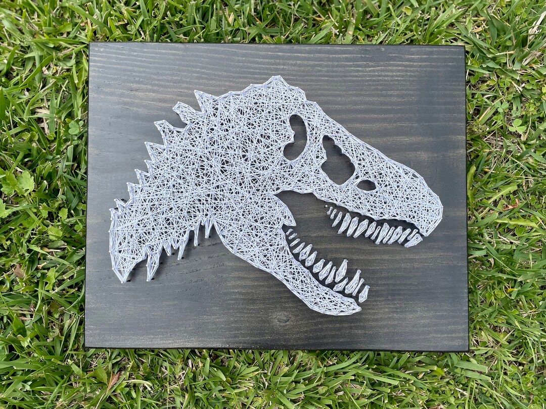 T-rex String Art // Dinosaur Fossil Art // Tyrannosaur Skeleton - Etsy