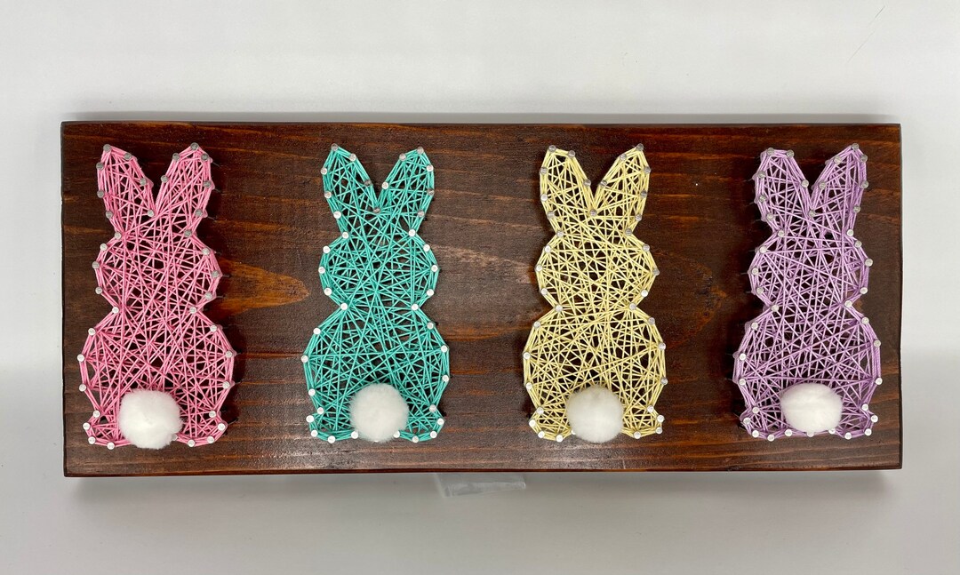 Easter Bunny String Art // Rainbow Bunnies - Etsy