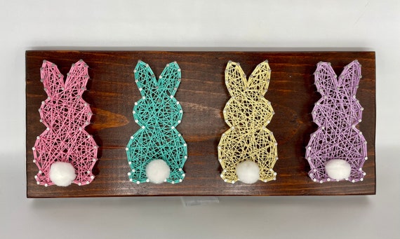Easter Bunny String Art // Rainbow Bunnies | Etsy