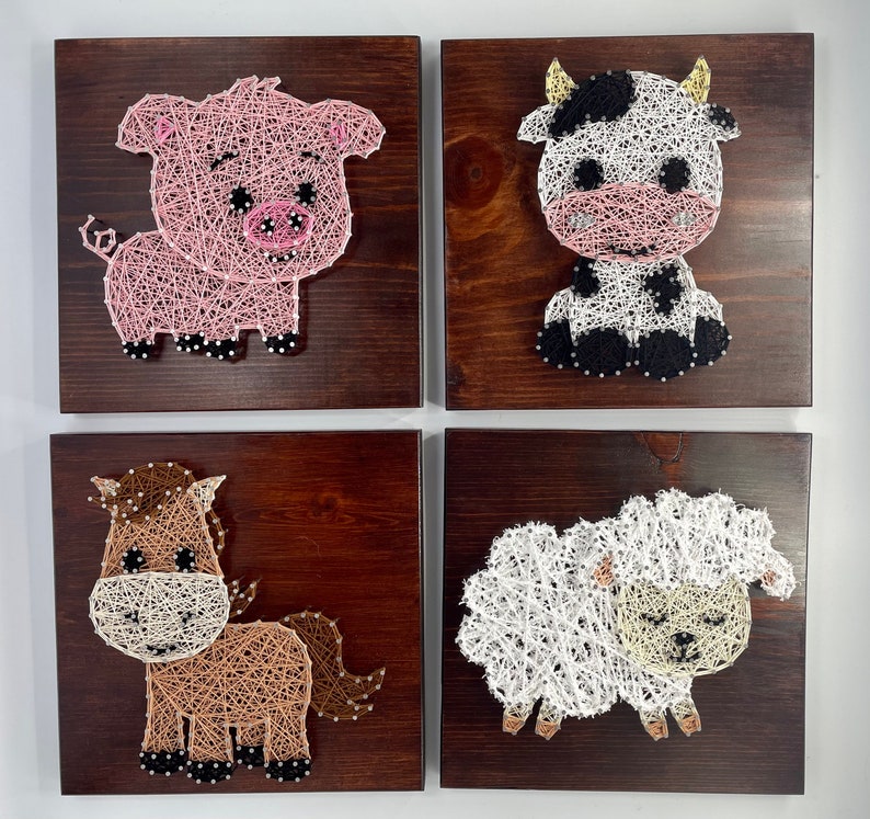 Farm Animal String Art // Horse Art // Pig Art // Sheep Art // | Etsy
