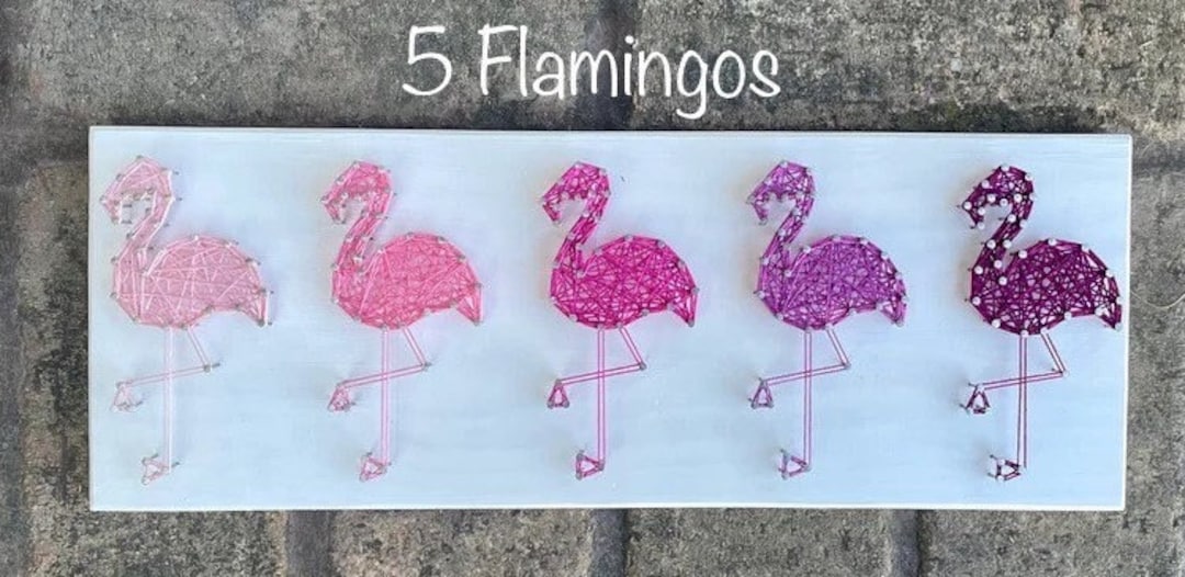 5 Flamingos Ombré String Art // Five Flamingo Decor - Etsy
