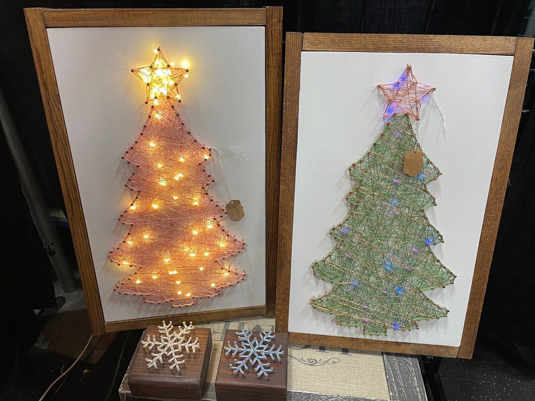 Christmas Tree String Art With Lights - Etsy
