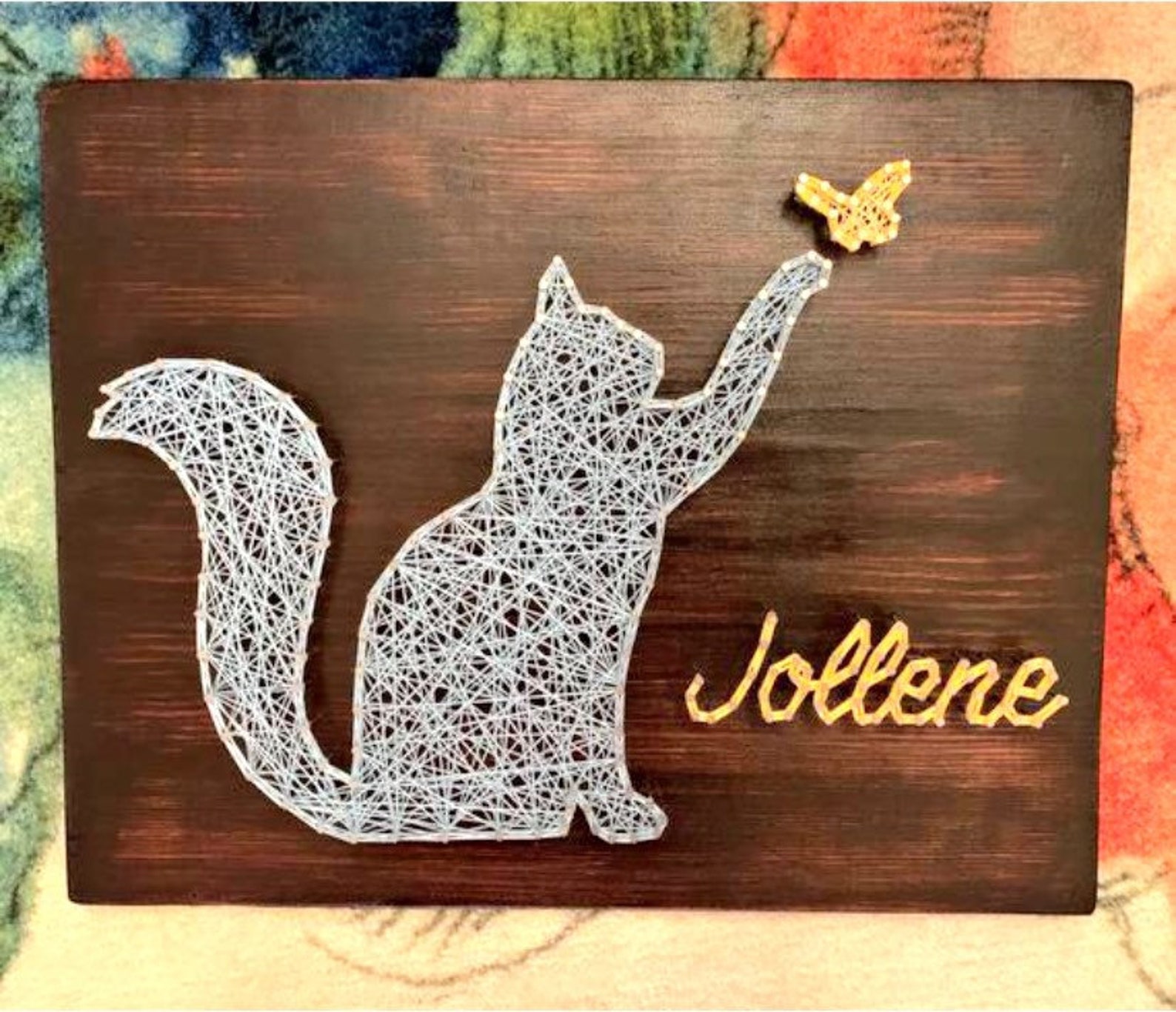 Cat and Butterfly String Art // Kitten Art - Etsy