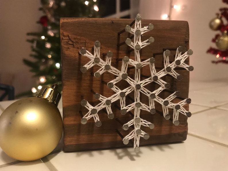 Holiday Snowflake String Art Winter Block String Art | Etsy