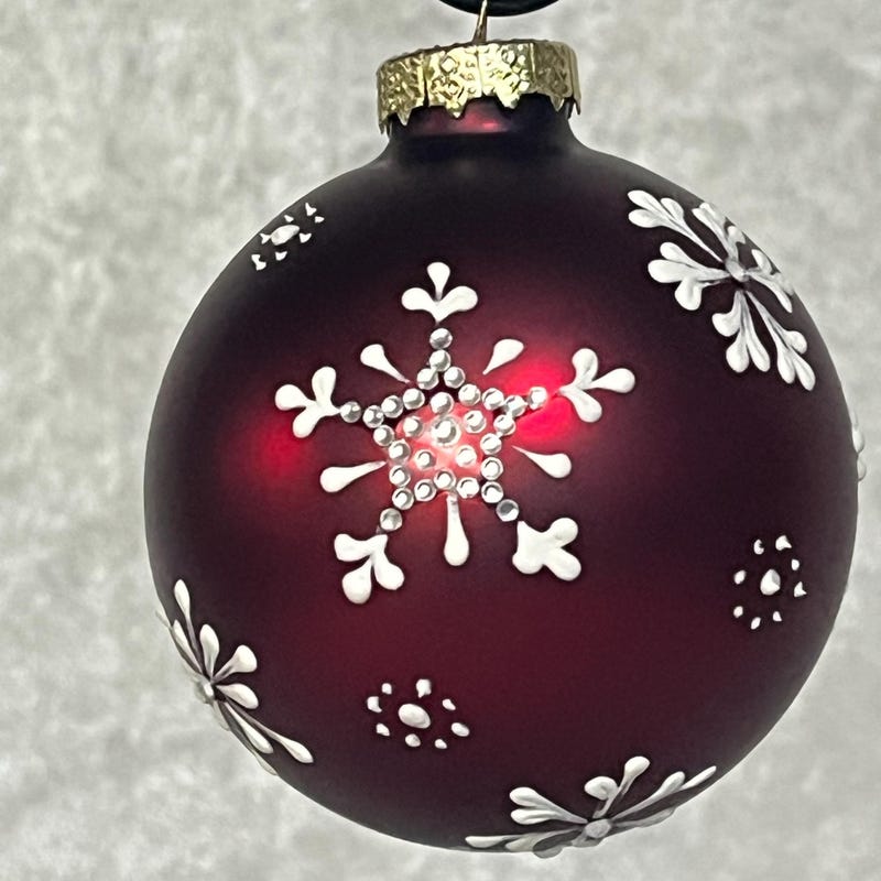 Burgundy Snowflake Ornament - Etsy
