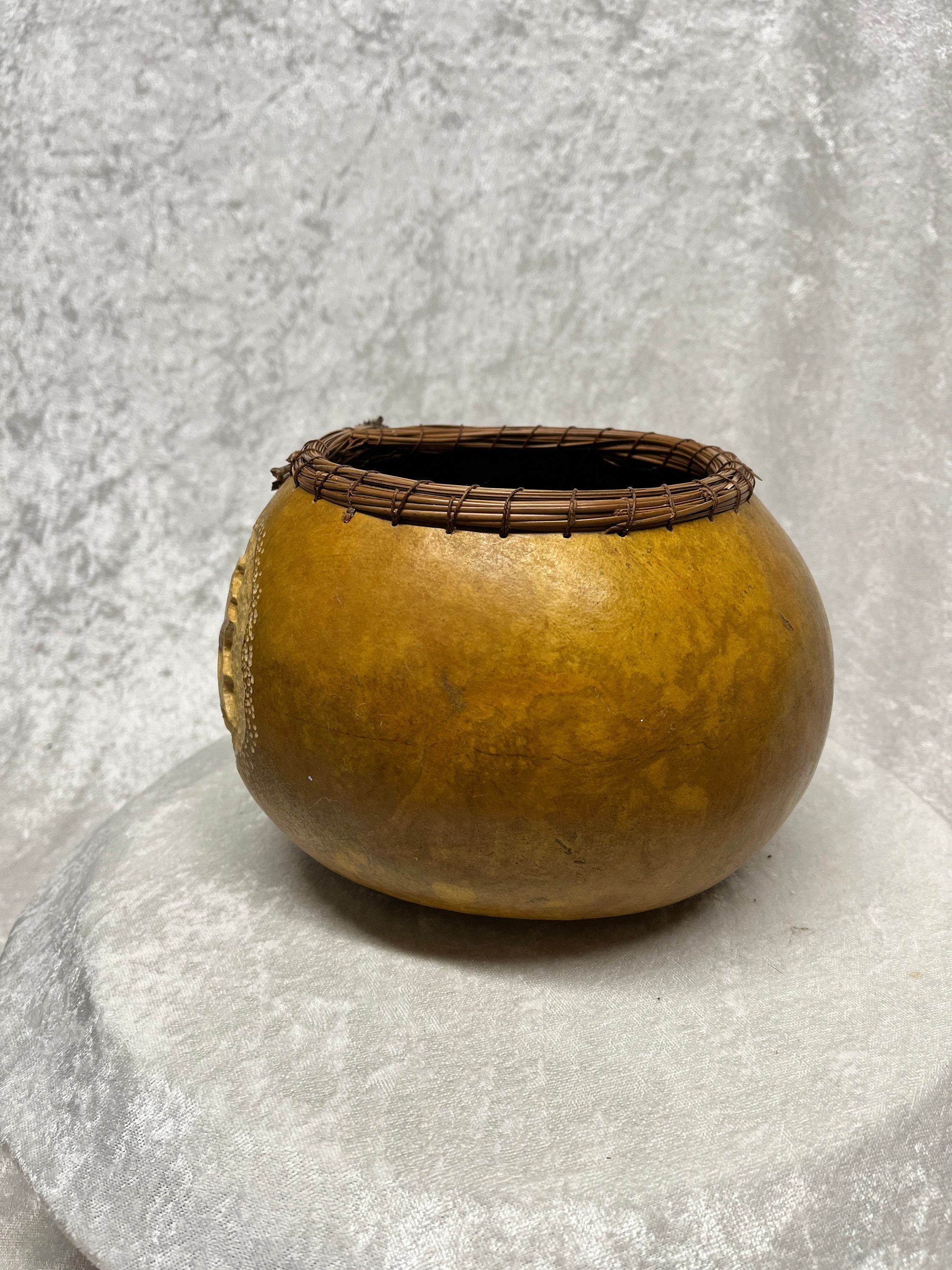 Gourd Planter With Deep Carved Leaves and a Stipples Background ...