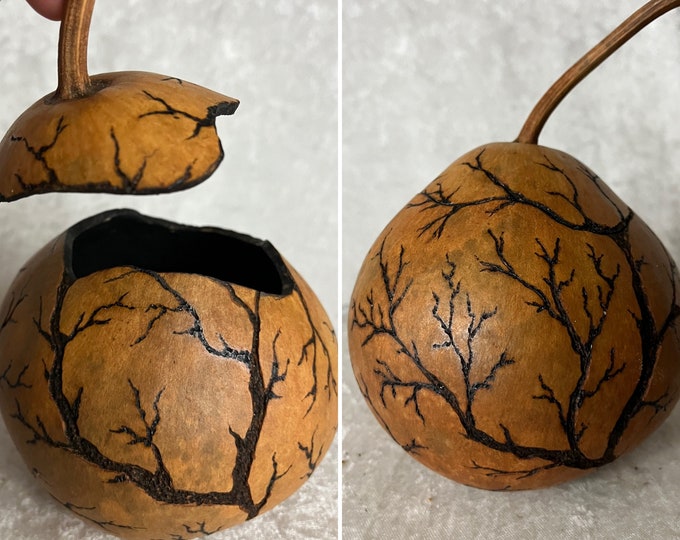 Faux Fractal Burning Technique on a Small Gourd "trinket Box". Hand ...