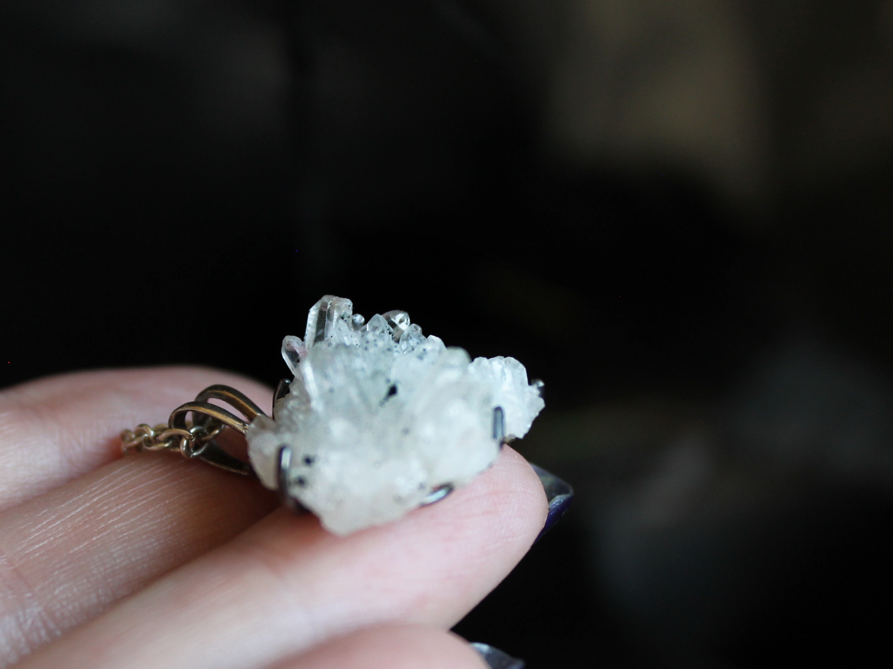 Raw quartz crystal cluster sterling silver pendant reiki | Etsy