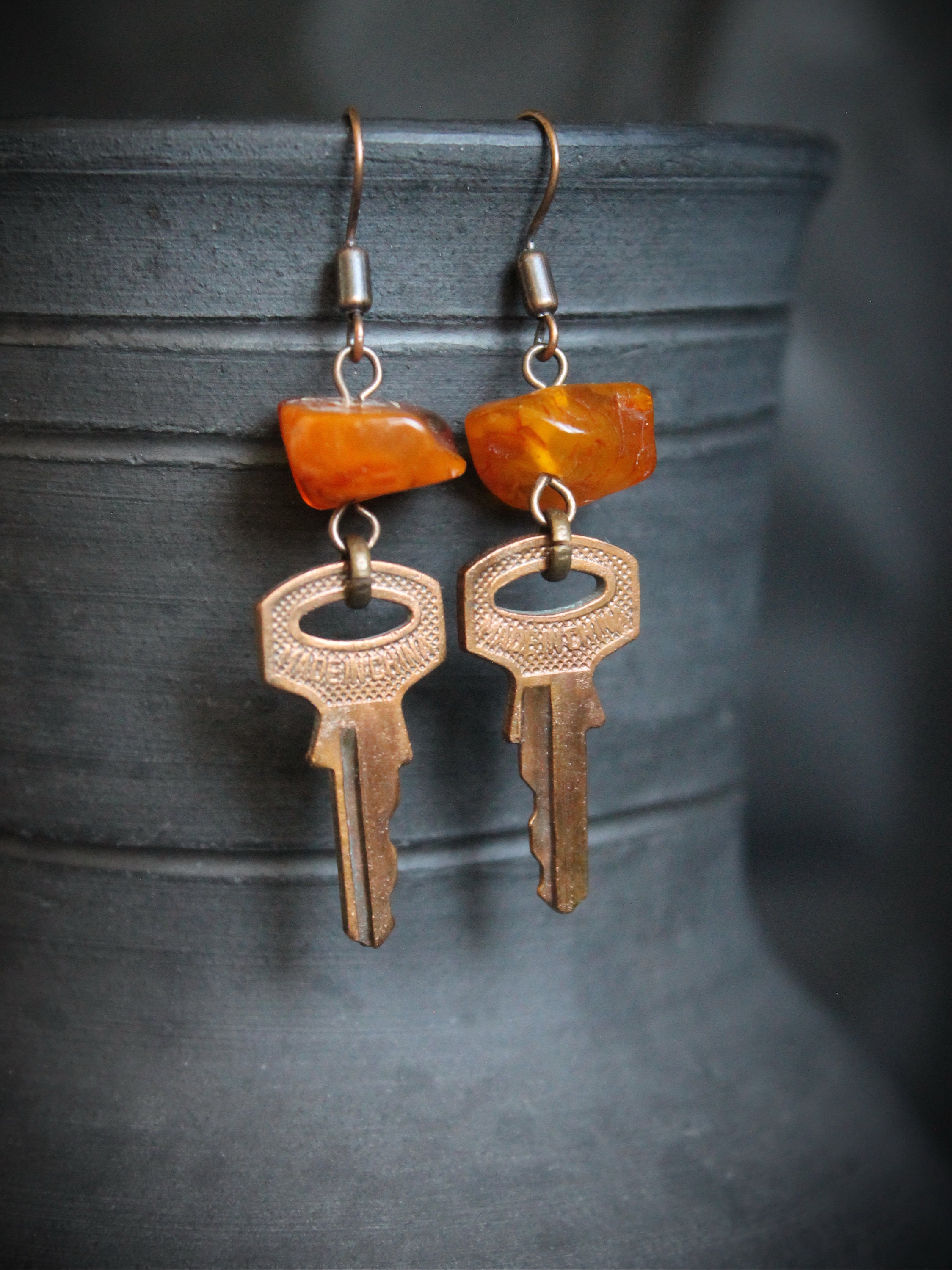 Witches Jewelry Electroformed Keys Earrings Talisman - Etsy