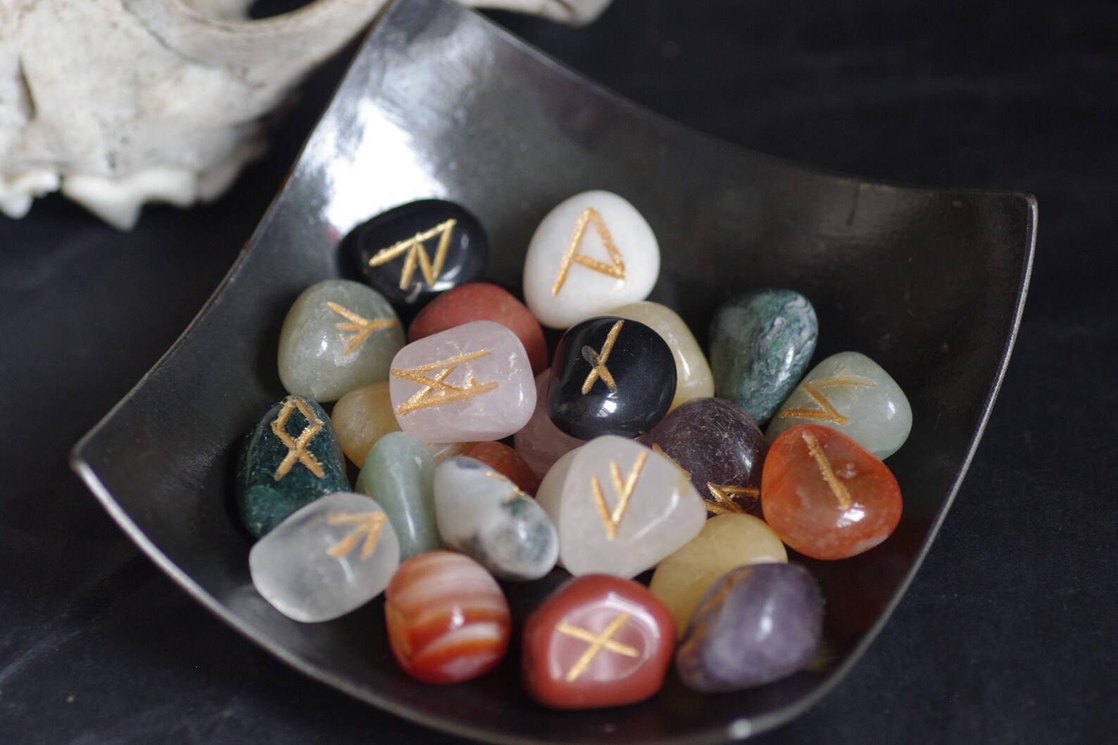 Multi сolor rune stone healing rune stones 25 rune stones | Etsy