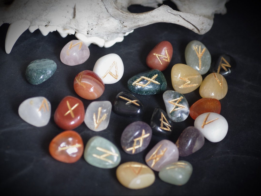Multi сolor Rune Stone, Healing Rune Stones, 25 Rune Stones, Rainbow ...