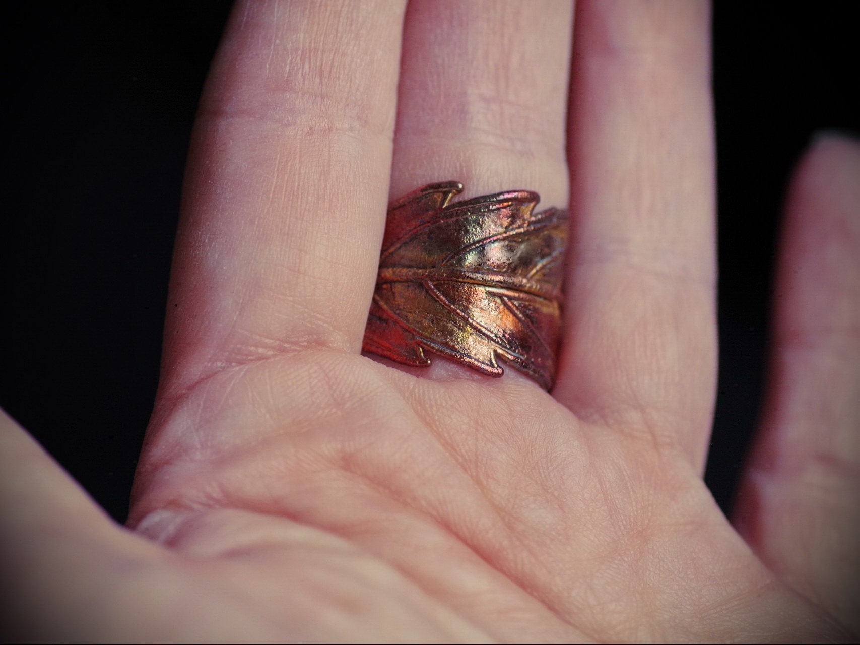 Statement Ring From True Hemp Leaf Electroforming Copper - Etsy