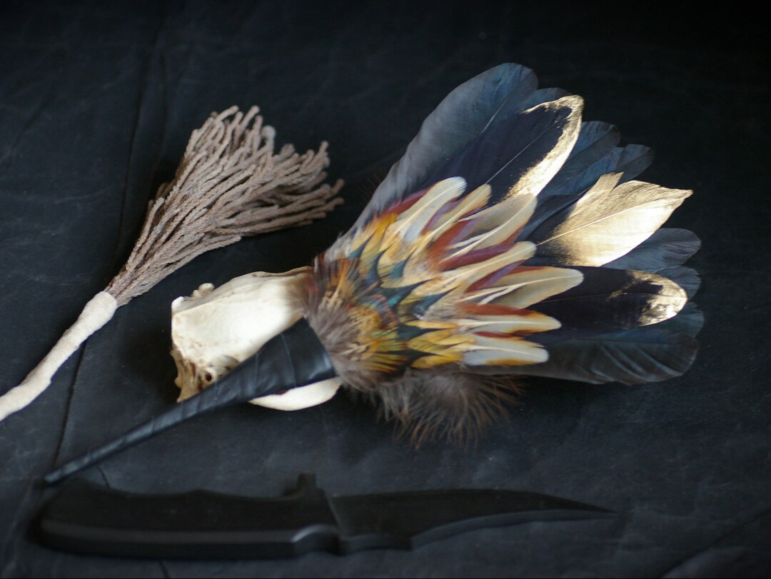 Raven, Crow, Goose, Pheasant, Rooster Feathers Smudge Fan_witchcraft ...