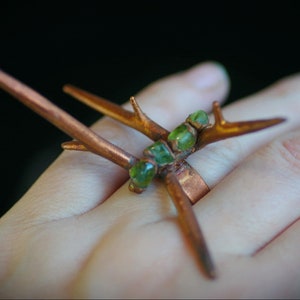 Honey Locust Thorn Ring, Chrysolite Ring, Peridot Huge Ring, Butterfly ...