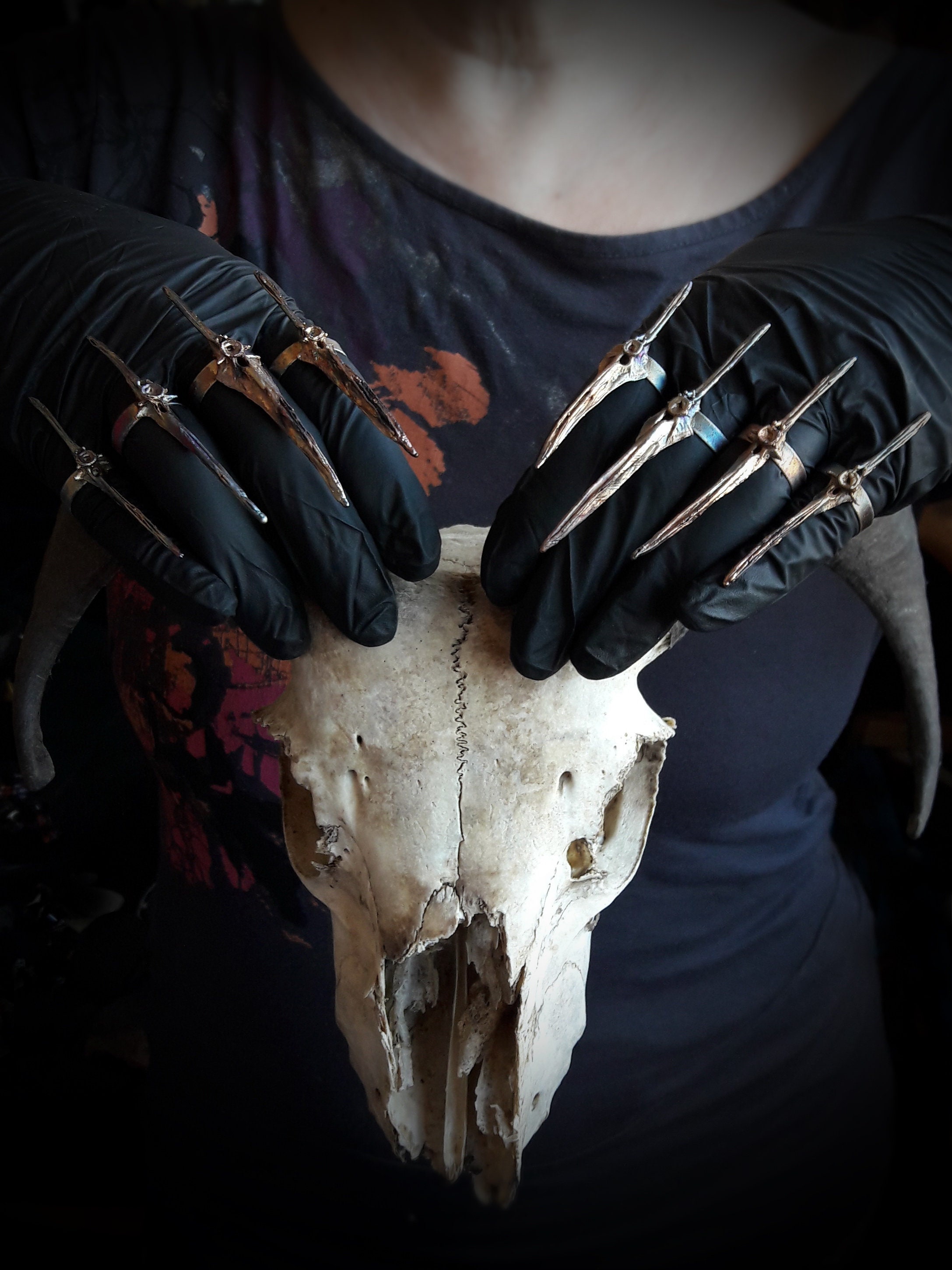 Electroformed Copper Fish Bone Ring Set - Post-apocalyptic Jewelry - Etsy