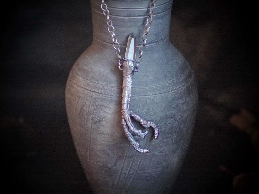 Electroformed Raven Claw Necklace: Raw Smoky Quartz, Copper Bird Paw - Etsy