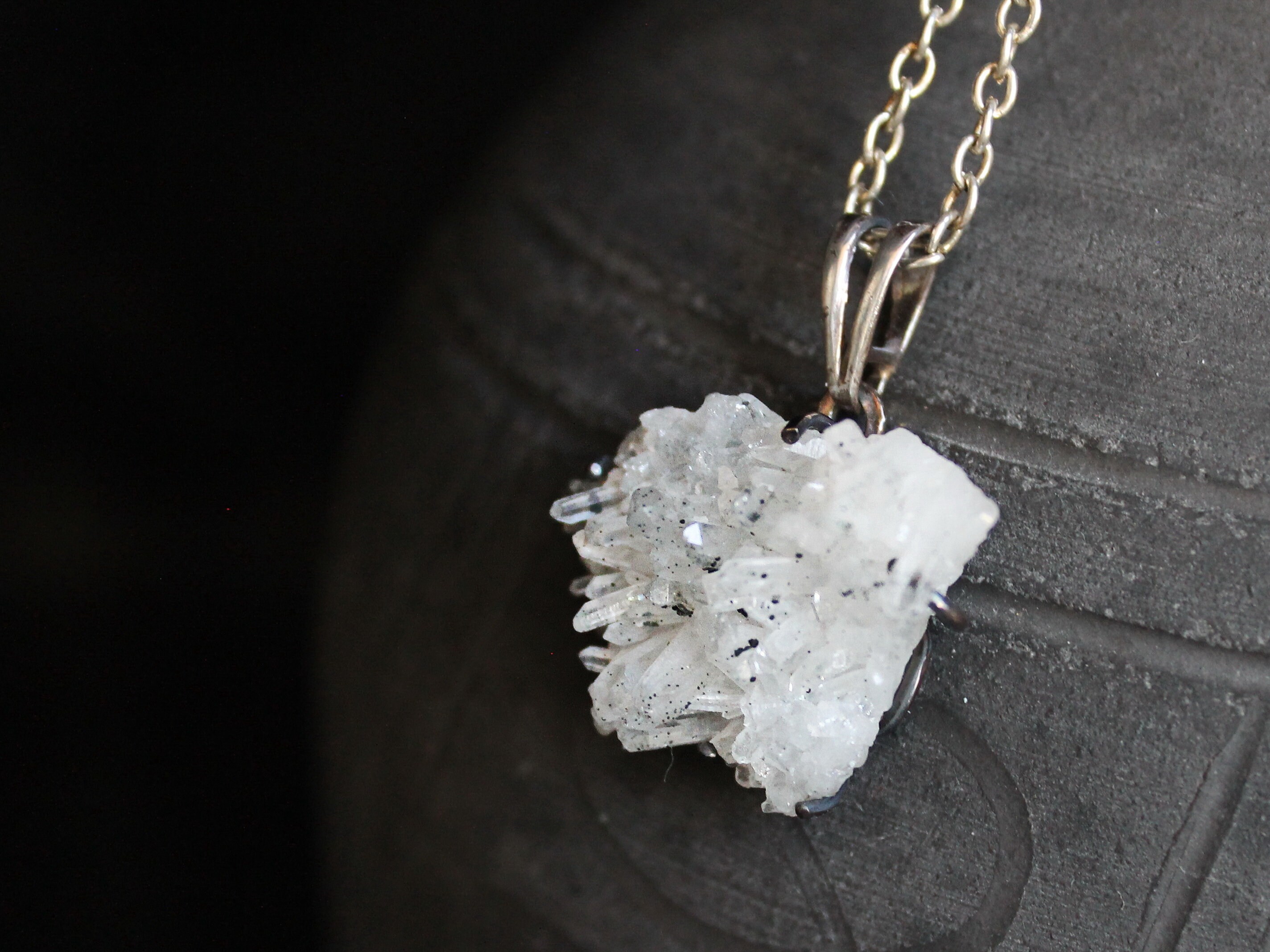 Raw quartz crystal cluster sterling silver pendant reiki | Etsy