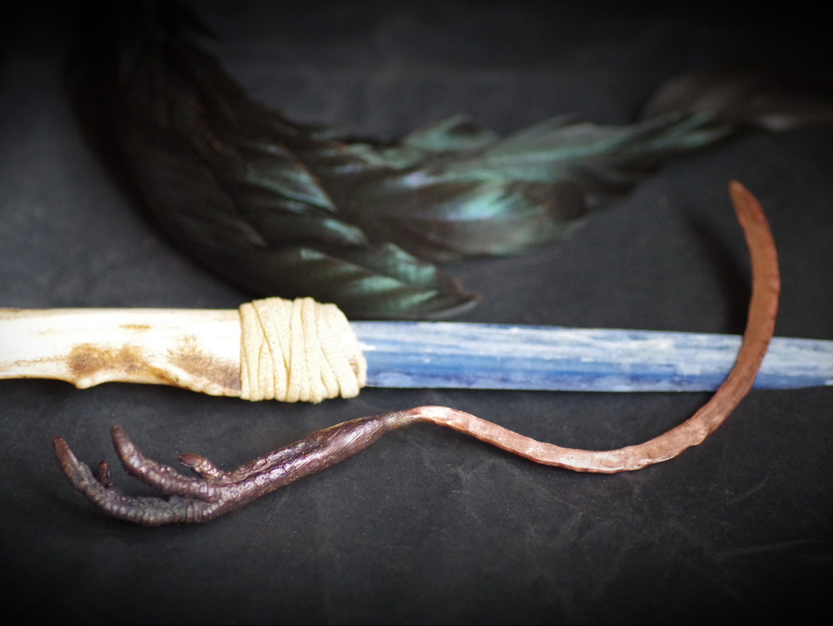 Copper Boline Ritual Sickle: Electroformed Bird Claw Handle, Pagan ...
