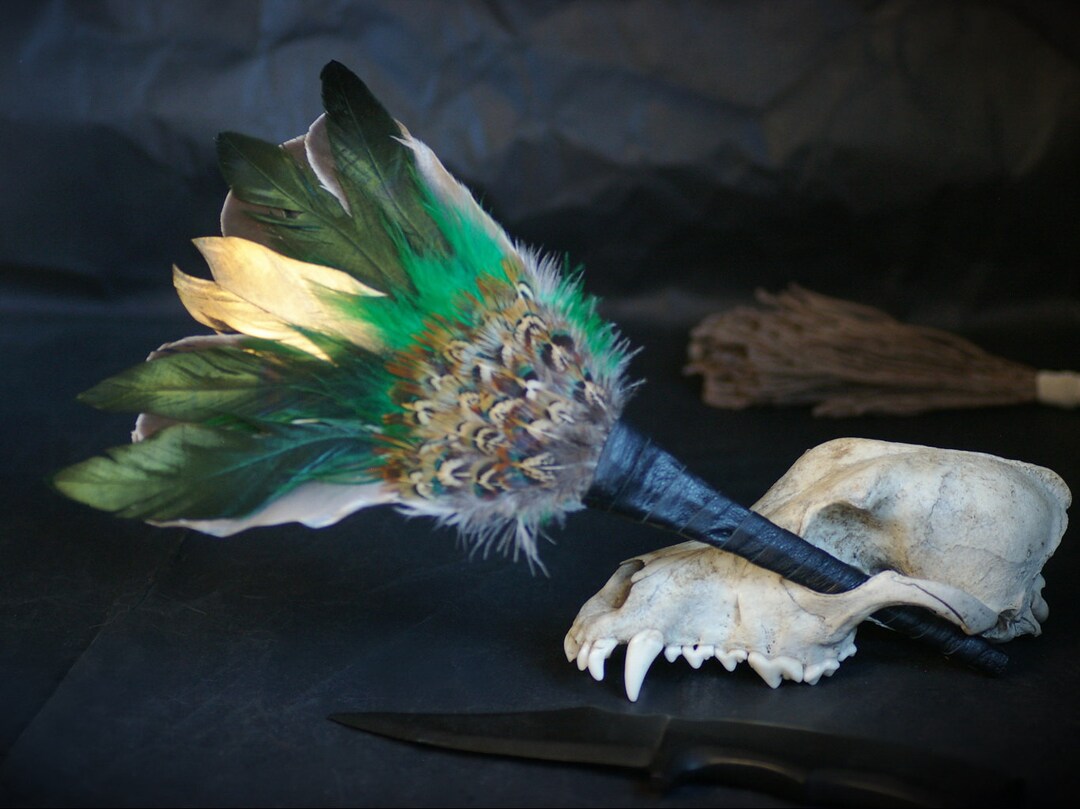 Rooster, Pheasant, Goose Feathers Smudge Fan, Witchcraft, Shaman ...