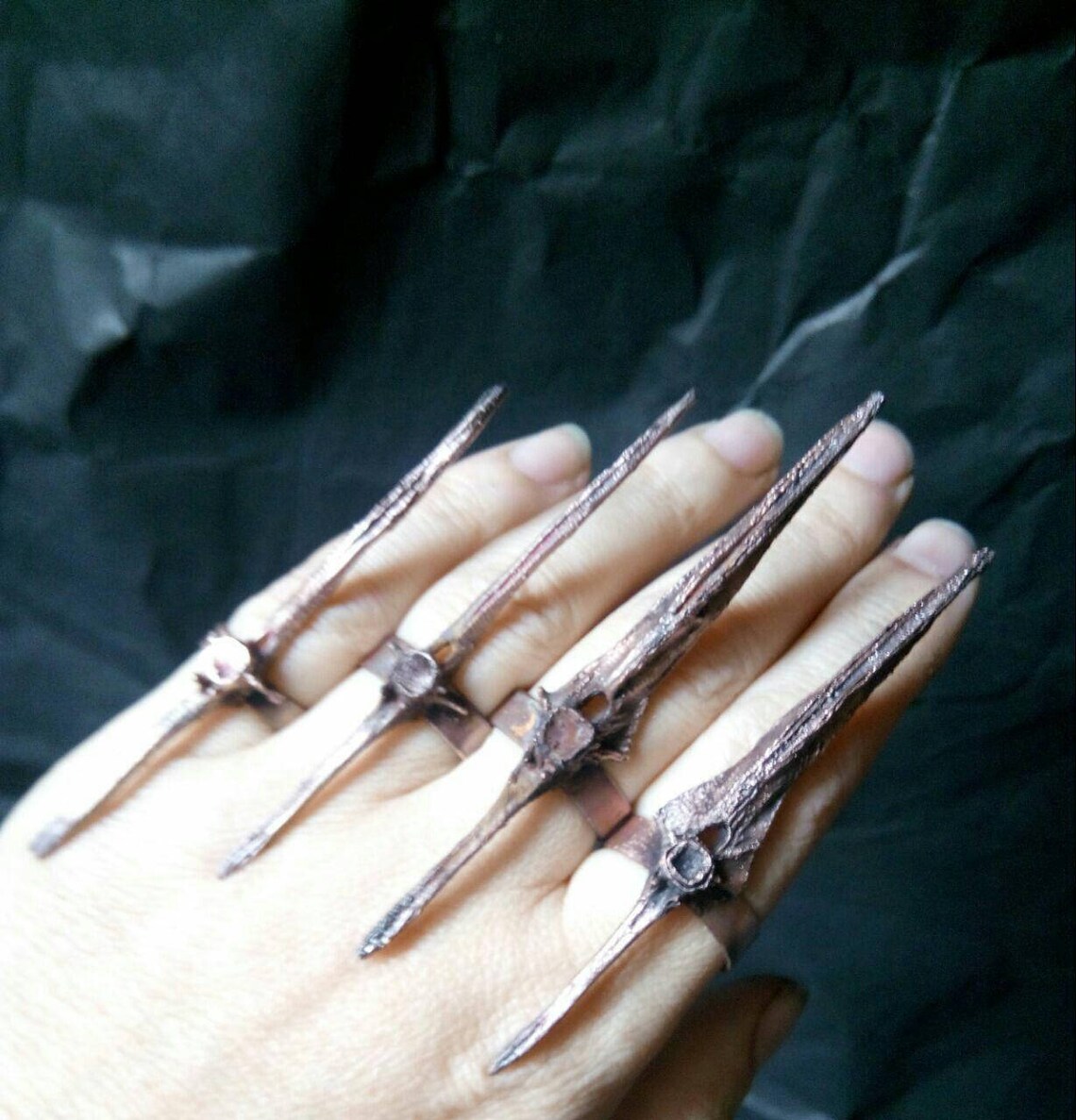 Electroformed Copper Fish Bone Ring Set - Post-apocalyptic Jewelry - Etsy