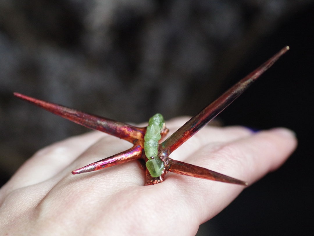 Honey Locust Thorn Ring, Chrysolite Ring, Peridot Huge Ring, Butterfly ...