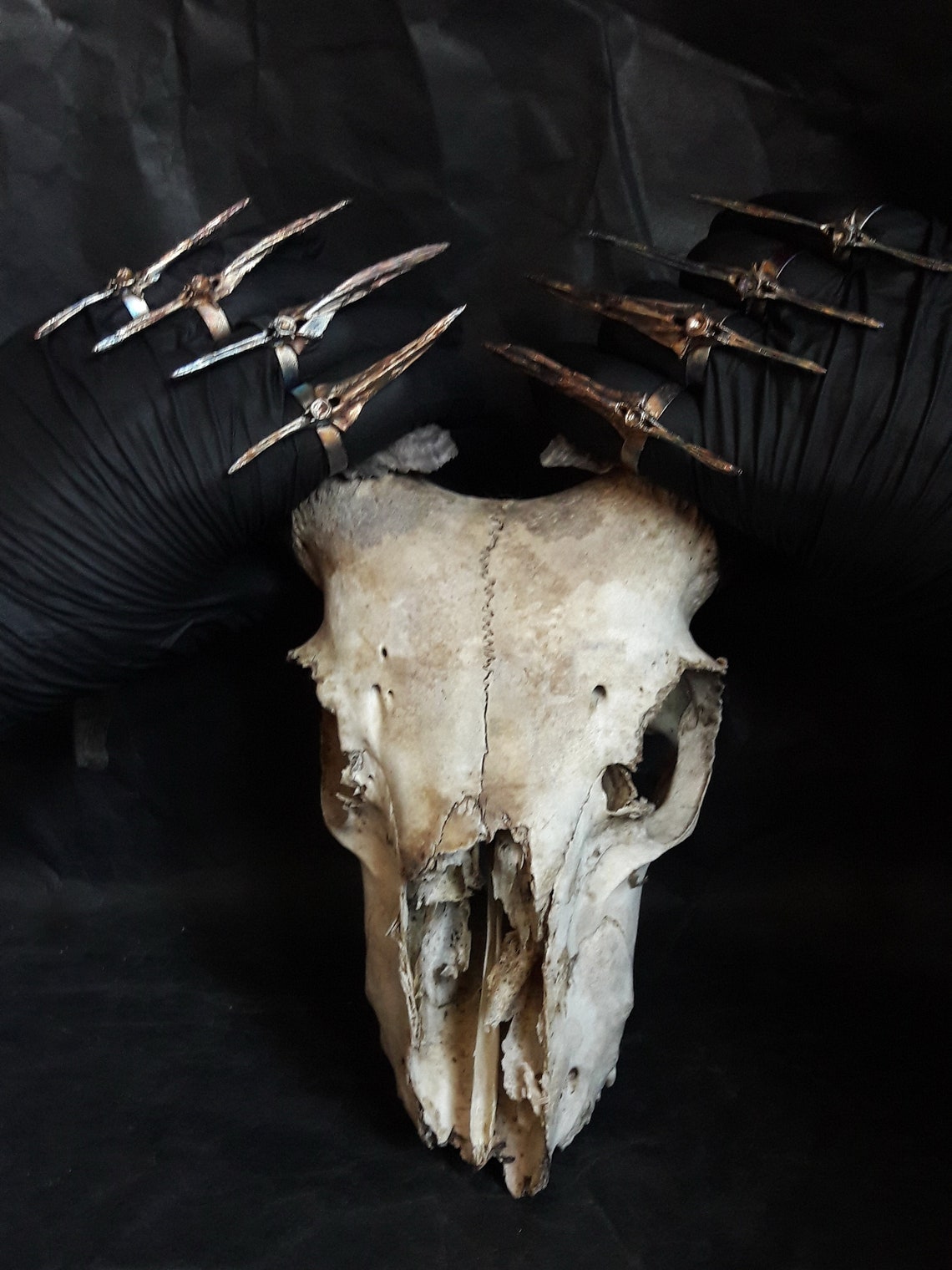 Electroformed Copper Fish Bone Ring Set - Post-apocalyptic Jewelry - Etsy